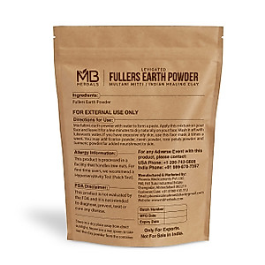 MB Herbals Fullers Earth Powder 8 oz | 0.5 lb | Fuller's Earth Powder | Multani Mud Mitti | Indian Healing Clay | Bentonite Clay | 100% Pure No Added Fragrance | Natural Face Pack