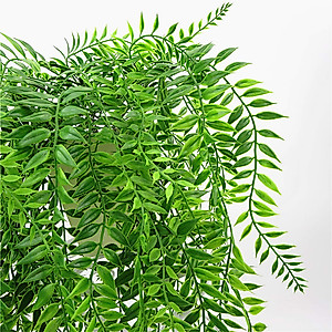 PASYOU Hanging Plant Fake Plants for Decoration, Artificial Vines Plastic Ivy Greenery Garland Decor Grass Faux Leaves Stems for Outdoor Indoor Outside Home Garden Party Office Wedding Vine - 4 Pack