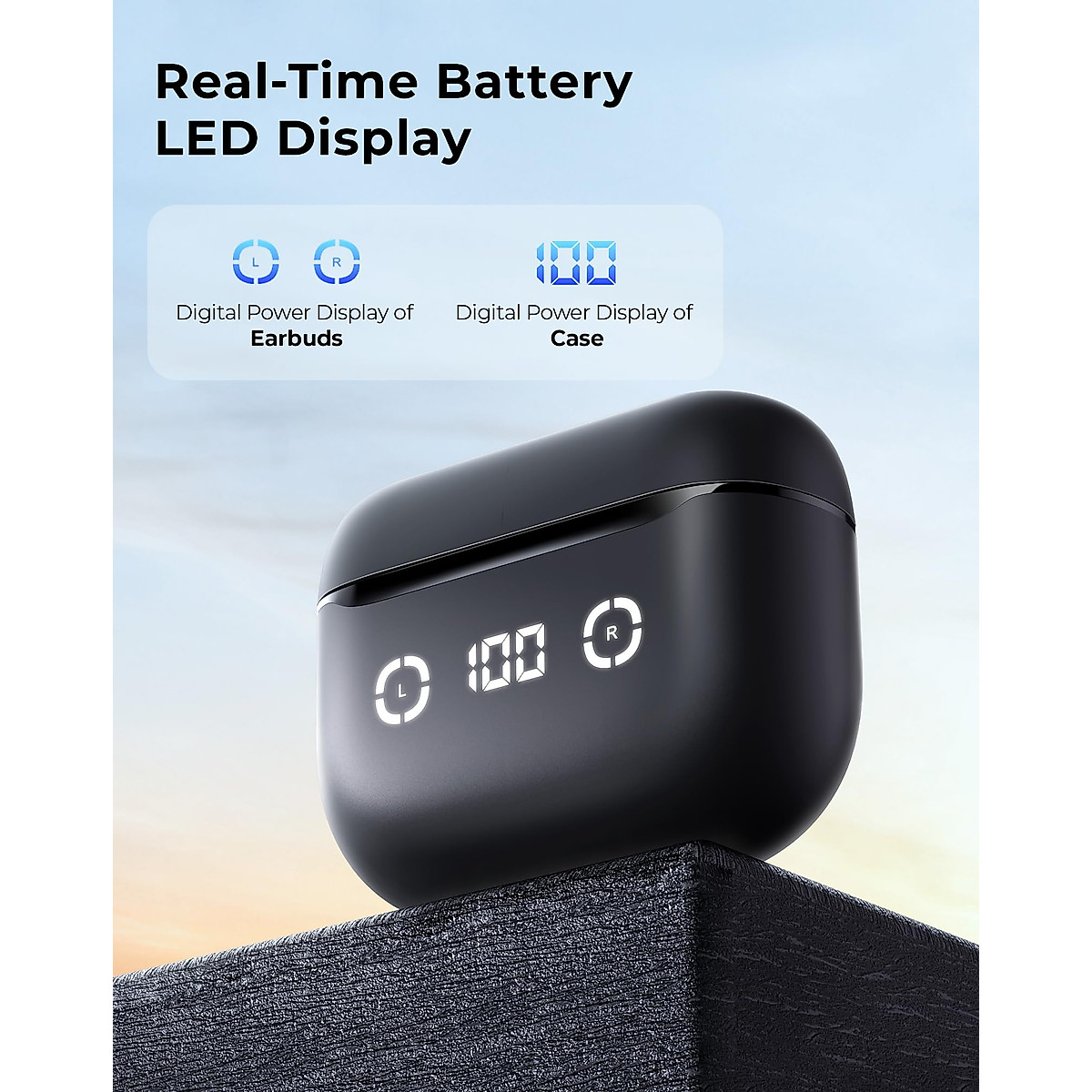 havit Wireless Earbuds Noise Cancelling, Bluetooth 5.4 Headphones with 4 ENC Noise Cancelling Mic, 40H Playtime, in-Ear Bluetooth Ear Buds 7 Preset EQs via App LED Display