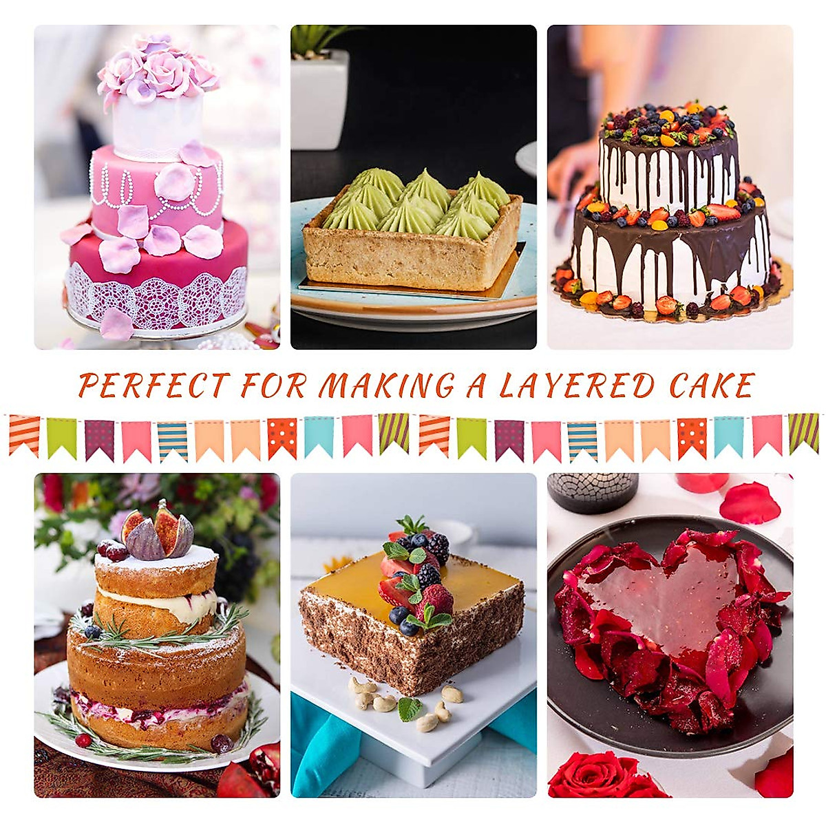 MEICHU Round Cake Ring 3 Pack, 4 to 7.8 Inch Stainless Steel Mousse Cake Mold Ring for Kitchen DIY Pastry