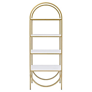Acme Furniture Lightmane Bookshelf, White High Gloss & Gold