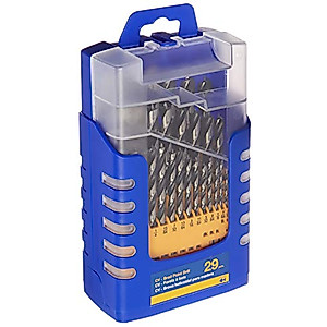 Fisch Chrome Vanadium Wood Twist Drill Bits, 29-Piece Set, Imperial Sizes 1/16-1/2 Inches, FSF-364757