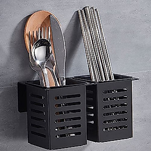 Yalych Utensil Caddy Wall-Mounted Tableware Chopstick Holder Stainless Steel Silverware Drain Basket Pen Holder