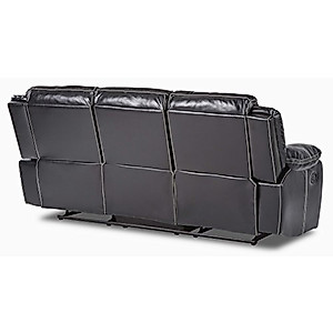 Homelegance 88" Manual Double Reclining Sofa, Black