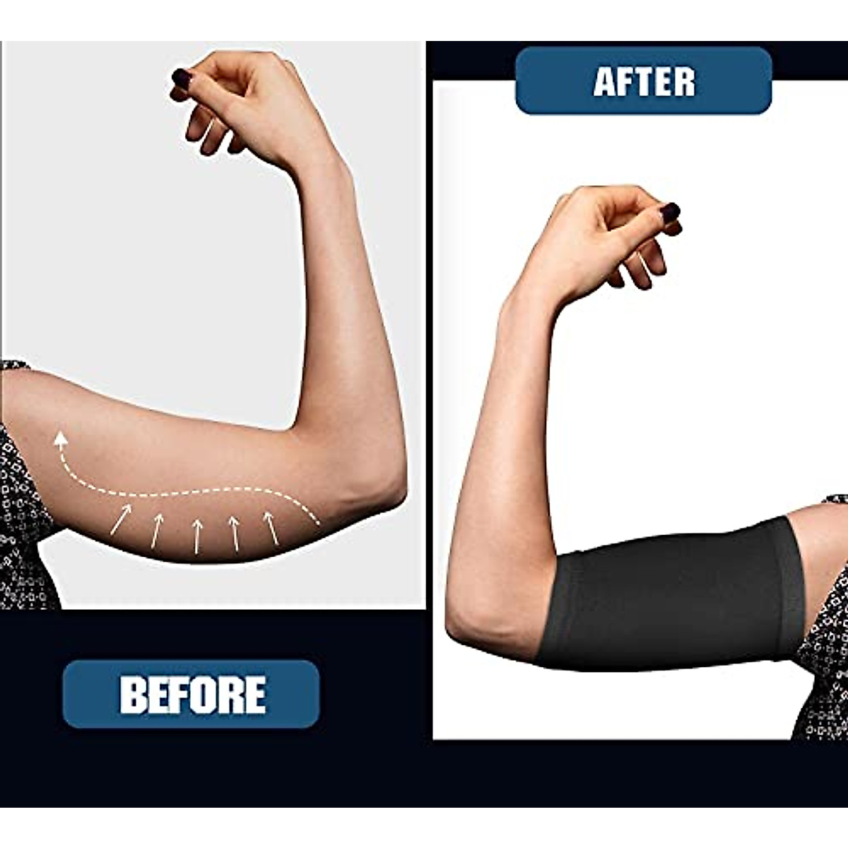 Arm Trimmers for Women Pair Sauna Sweat Arm Shaper Bands Adjustable Compression Sleeves Wraps For Sports Workout (Silver)