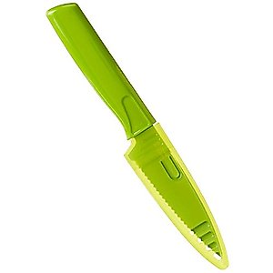 Kuhn Rikon 4-Inch Nonstick Colori Serrated Paring Knife, Green