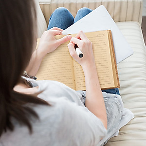 MAYBELL Leather Journal for Writing 5"x 7", Genuine Leather Bound Journal for Men Women, 200 Lined Pages Leather Notebook for Traveling (Brown)