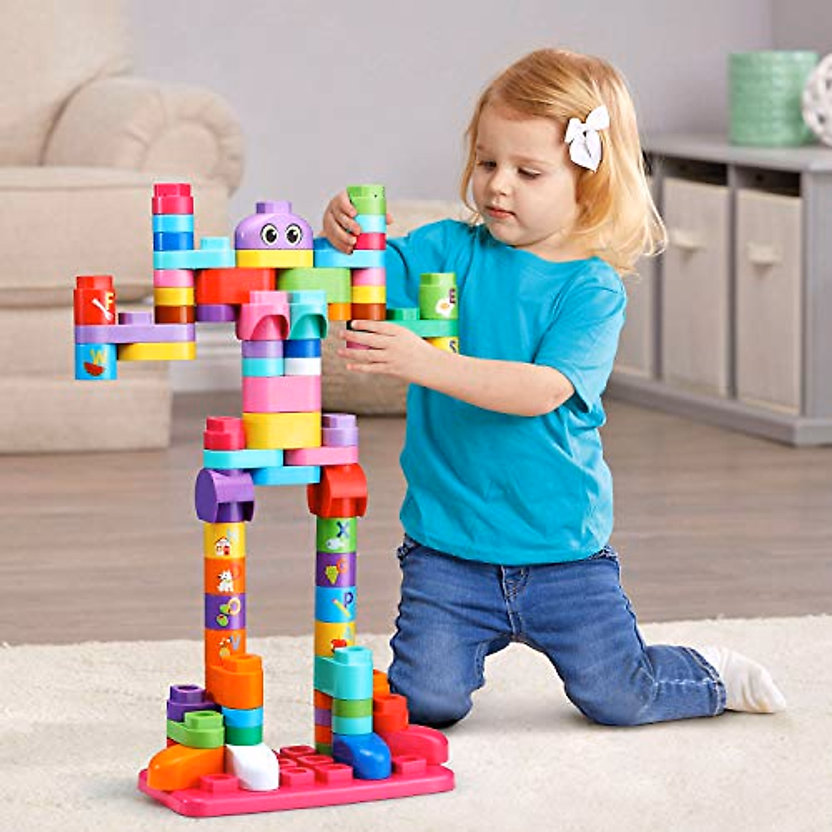 LeapFrog LeapBuilders 81-Piece Jumbo Blocks Box, Pink,24 months to 5 years