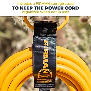 Firman Power Cord with Storage Strap, 10AWG with Circuit Breaker, 30 AMP Wiring, Fully Insulated Extension Cord, L14-30P to 5-20R (4 Outlets), Pack of 1, 25 ft.