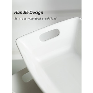 YHOSSEUN Large Serving Bowls with Handles Rectangle Serving Dishes For Entertaining, 1.5 Quarts White Serving Platter Porcelain Bowl Set, 2 Pack