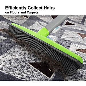 Push Broom Long Handle Rubber Bristles Sweeper Squeegee Edge 59 inches Non Scratch Bristle Broom and Push Broom Stiff Indoor Outdoor Rough Surface Floor Scrub Brush 17.7 inches Wide 61.8 inches