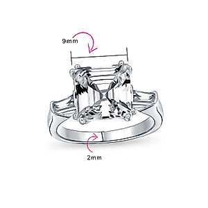 Bling Jewelry Personalize Traditional Classic 5CT AAA CZ Side Stones Baguette Solitaire Square Asscher Cut Statement Engagement Ring For Women Thin Band .925 Sterling Silver Customizable