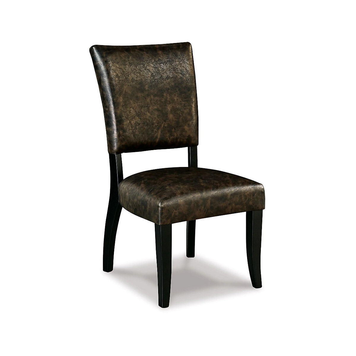 Benjara 21 Inch Dining Side Chair, Set of 2, Cushioned Seating, Brown Upholstery