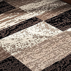 SUPERIOR Indoor Small Area Rug with Jute Backing for Kitchen, Bedroom, Dorm, Living Room, Hallway, Entryway, Perfect for Hardwood Floors - Rockwood Modern Geometric Design, 3' X 5', Chocolate