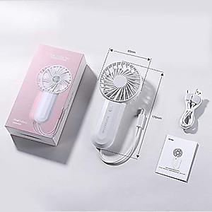 SmartDevil Portable Handheld Fan, Mini Dual-Bladed Hand Fan, 4000mAh Small Personal Rechargeable Battery Operated Fan, Powerful Wind, 3 Speed Adjustable, Hand Held Fan For Outdoor, Travel (White)