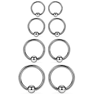 SCERRING 8PCS 14G G23 Titanium Captive Bead Ring Nose Rings Hoop Helix Daith Cartilage Tragus Earrings Nipple Eyebrow Body Piercing 10mm 12mm 14mm 16mm