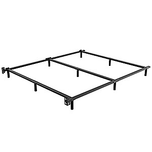 Homdock King Size Metal Bed Frame-7 Inch High Heavy Duty Bed Base with 9-Leg Support for Box Spring & Mattress, Elegant Black Finish