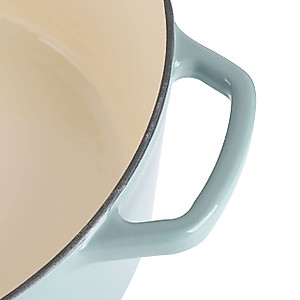 Spice by Tia Mowry Savory Saffron 6Qt Cast Iron Dutch Oven w/Embossed Lid - Aqua Blue, 6-Quart