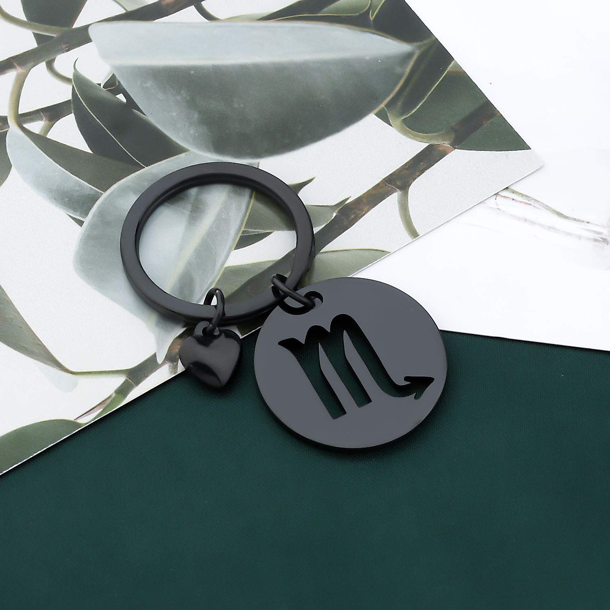 FAADBUK Zodiac Sign Keychain CZ Horoscope Gift Zodiac 12 Constellation Pendant Keyring Birthday Friendship Astrology Gift (Scorpio K-Bl)