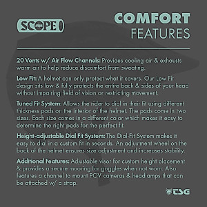 TSG Scope Bicycle & Mountain Bike Helmet w/Tuned Fit, Trail, MTB, Adults & Youth, Low Fit, Protective Gear, Impact Protection, Air Vents, Strap Lamp/Camera Mount, Safety Rated, Swiss