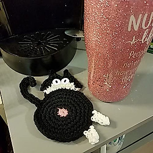 Cute Cat Butt Coasters 3Pcs, Handmade Crochet Cat Butt Coaster, Creative Kitty Butt Crochet Coffee & Tea Drink Coaster, Home Table Fun Cat Coaster, , Knitted Cat Bum Coaster for Cat Lover Gift