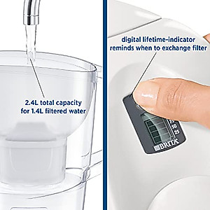 BRITA S0500 Aluna Fridge Water Filter jug for Reduction of Chlorine, limescale and Impuities, White, 2.4 L