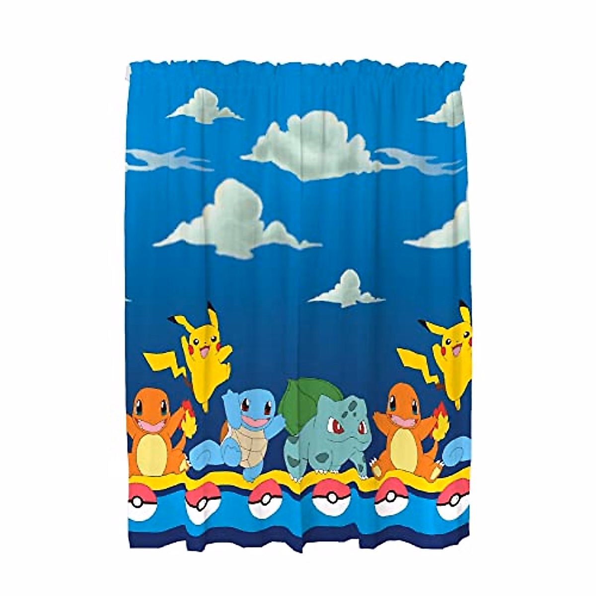 Franco Kids Room Window Curtain Panels Drapes Set, 82 in x 63 in, Pokemon, Multicolour