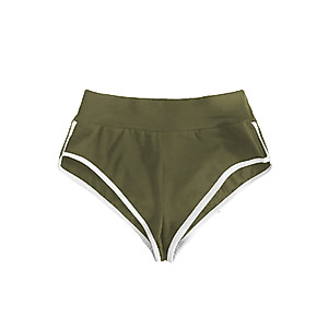 SweatyRocks Women's Sporty Elastic Waist Contrast Binding Mini Biker Shorts Army Green XS