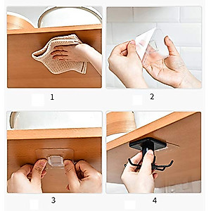 LING Home Storage Hooks, Wall-Mounted Utensils Hanger, Adjustable Rotating Hooks, Under Cabinet Utensil Holder Hanger Hook for Kitchen and Bathroom 3 Pack