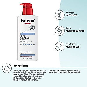 Eucerin Skin Calming Lotion - Full Body Lotion for Dry, Itchy Skin, Natural Oatmeal Enriched - 16.9 fl. oz Pump Bottle