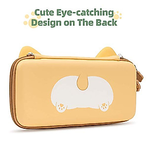 Geekshare Cute Dog Ear Carry Case Compatible with Nintendo Switch/Switch OLED - Portable Hardshell Slim Travel Carrying Case fit Switch Console and Accessories-A Removable Wrist Strap