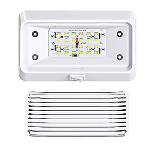 Leisure LED RV Exterior Porch Utility Light with Switch - 12v 280 Lumen Lighting Fixture. Replacement Lighting for RVs, Trailers, Campers, 5th Wheels. White Base, Clear and Amber Lens (White, 1-Pack)