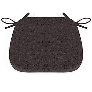Shinnwa Chair Cushions for Dining Chairs Pad Indoor Non Slip Kitchen Room Metal Wooden Seat Cushion Pads with Ties [15 x 15.5 inches] Dark Brown