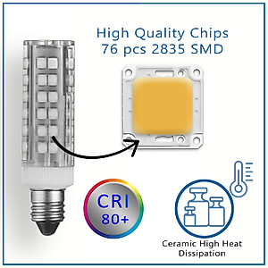 E11 LED Bulbs – 5W - 50W Halogen Replacement - Dimmable - Mini-Candelabra Base Light Bulb - Replaces T4 /T3 JDE11 – Day Light 6000K - for Ceiling Fans, Cabinet Lighting, Sconce & More- 4 Pack