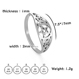 Dreamtimes Irish Knot Celtics Star Ring for Women Supernatural Pentagram Wicca Amulet Couple Rings Hamsa Fatima Hand Ring Vintage Religion Amulet Stainless Steel Jewelry Gifts (Knot Celtic, 20MM)