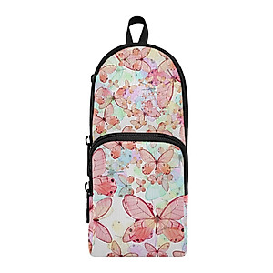 Sletend Big Capacity Pencil Bag Butterfly 3 Compartment Pouch Pen Bag Print Pencil Pen Case