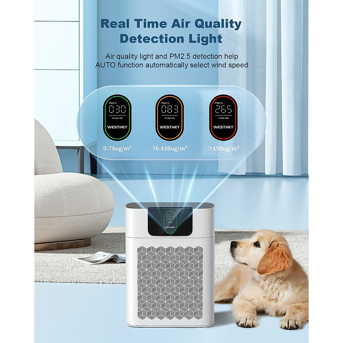 WESTHEY Official Genuine HY4866 Replacement Filter TRUE HEPA Filter, Four-layer high-efficiency purification filter Suitable for WESTHEY HY4866 Air Purifier, Pet Filter 2 PCS