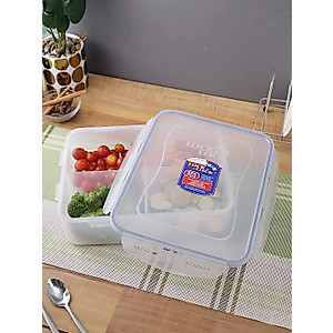 LOCK & LOCK Rectangular Food Container with Divider, Short, 16.2-Cup, 131-Fluid Ounces