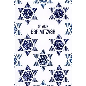 Pictura Repeated Blue Foil Star of David Bar Mitzvah Congratulations Card