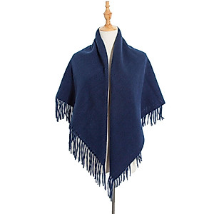 Fashion Solid Color Tassel Scarf for Women Winter Warm Soft Pashmina Shawl Long Wrap Scarves (B, One Size)