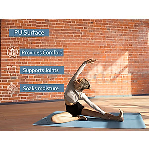 Pan Yoga Non Slip Yoga Mat with Carrying Strap – 100% Eco-friendly Pro Yoga Mat- Natural Rubber and PU - Organic Yoga Mat for Women, Large Yoga Mat for Men, (74" x 28" x 4mm Thick) (Sky Turquoise)