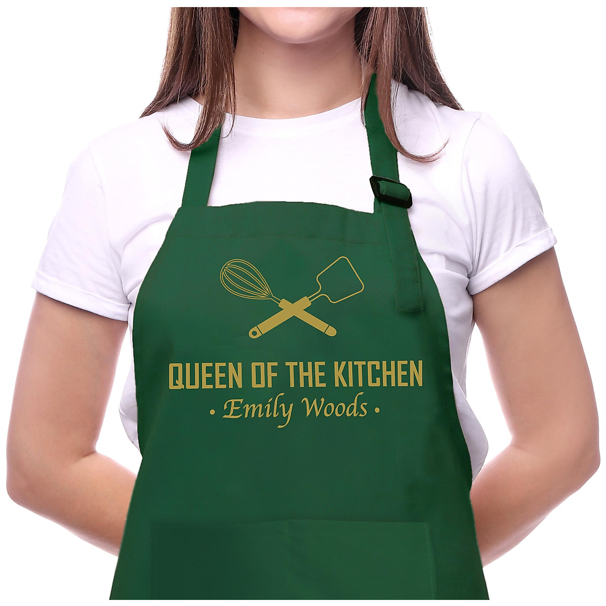 Custom Apron for Women and Mom, Cooking Apron with Custom Name, Women Kitchen Gifts for Mother and Grandma, Birthday, Thanksgiving, Mothers Day from Husban Daughter Son Sister, Personalized Mom Gifts