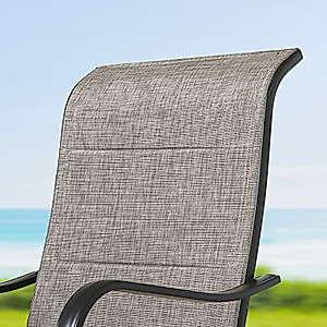 Patio Tree Outdoor Dining Chairs Patio C Spring Motion Chairs Outdoor Metal Sling Chairs with High Backrest, Set of 2