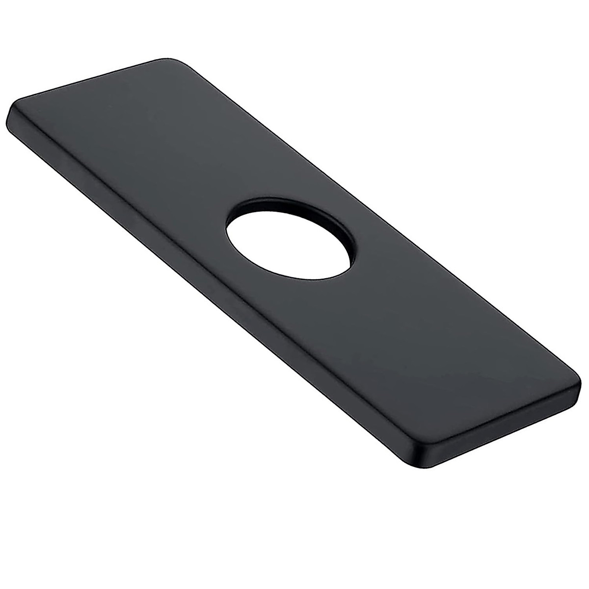 GZJoSum 6 Inch Sink Hole Cover Deck Plate, Faucet Hole Cover Plate for 1-3 Hole Bathroom Mixer Tap, Rectangle Stainless Steel Kitchen Escutcheon Plate (Matte Black)