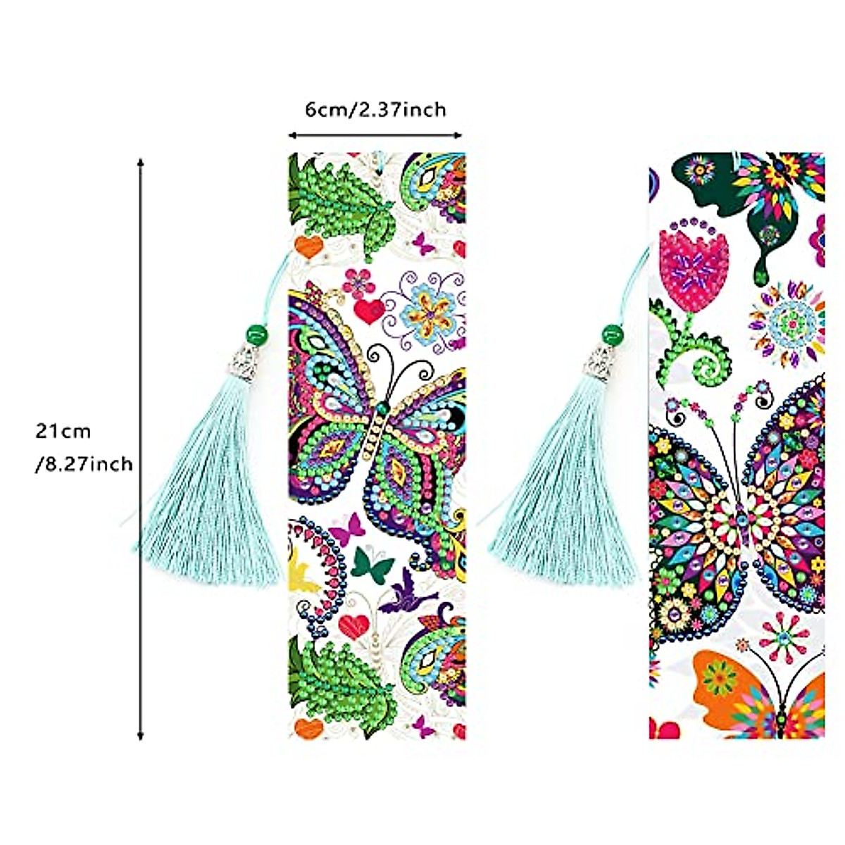 Gigicloud Diamond Bookmark, Delicate Lovely DIY Painting Bookmark 5d Diamond Painting Bookmarks Butterflies Flower Theme Beaded Bookmarks with Tassel for Adults Kids Craft Supplies ,SQ27 Butterflies