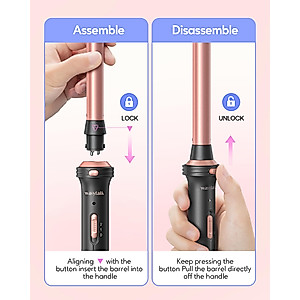 Wavytalk 5 in 1 Curling Iron,Curling Iron Set with Heated Round Brush and 4 Interchangeable Ceramic Curling Wand(0.5”-1.25"), Instant Heat Up,Dual Voltage Hair Curler