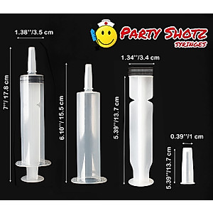 Party Shotz Jello Shot Syringes (Large 2oz with CAPS) Plastic Reusable Shots for Halloween, Christmas, Thanksgiving, Bachelorette Parties Favors - 60ml (2oz Jello Syringes, 36)