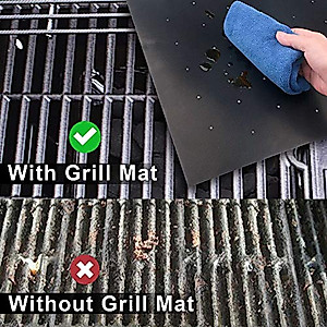 GRILLART Grill Mat with Holes - 100% Non-Stick 600 Degree BBQ Grill Mats (Set of 2) - Heavy Duty, Reusable, Easy to Clean Barbecue Grilling Mat Accessories - Works on Electric Grill Gas Charcoal BBQ