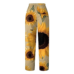 Kingspinner Capri Pants for Women Plus Size Women's Cotton Linen Tapered Cropped Pants Casual Elastic Waist Trousers