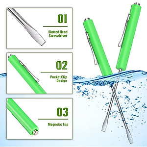 5 Pieces Magnetic Pocket Screwdriver Mini Pocket Screwdriver with Clip Small Slotted Head Screwdriver Tool Set for Home Office Gadgets Repair Tool Mechanics Electricians Technician (Green)